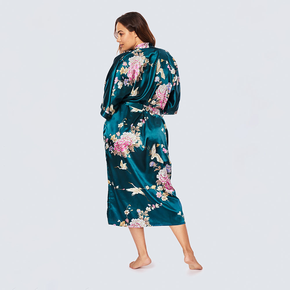 Chrysanthemum & Crane Long Kimono Robe, Plus Size – kimandono.com