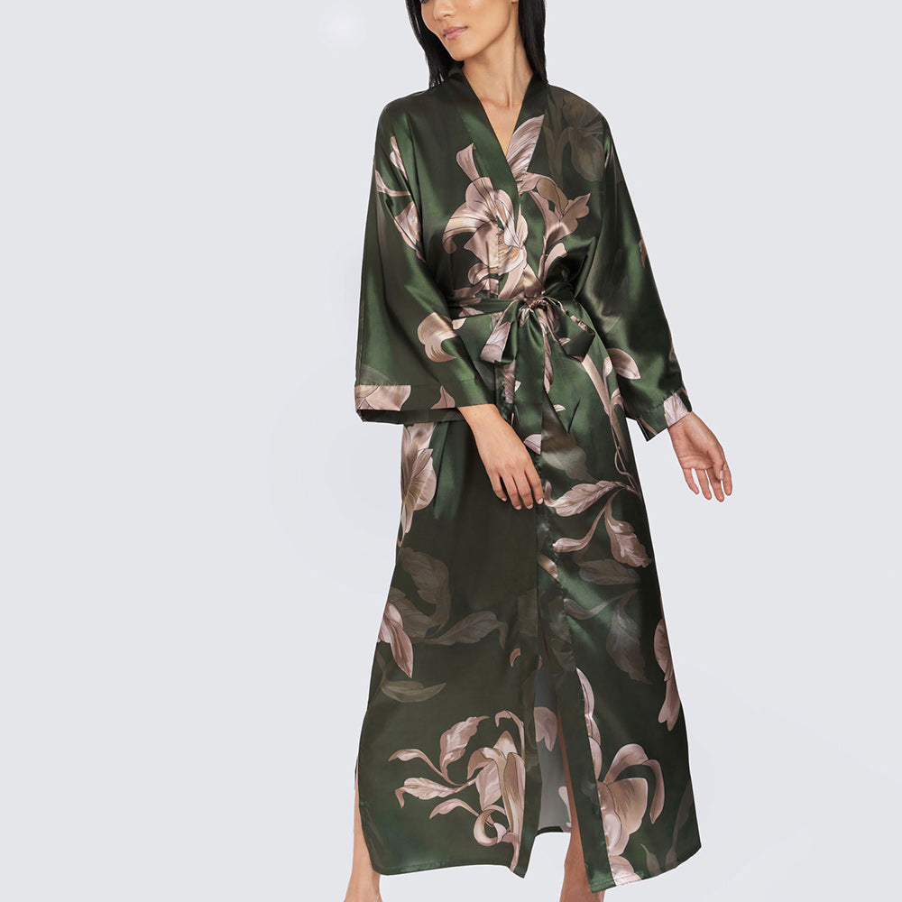 Ayame Polyester Satin Kimono Robe - Long | KIM+ONO – kimandono.com