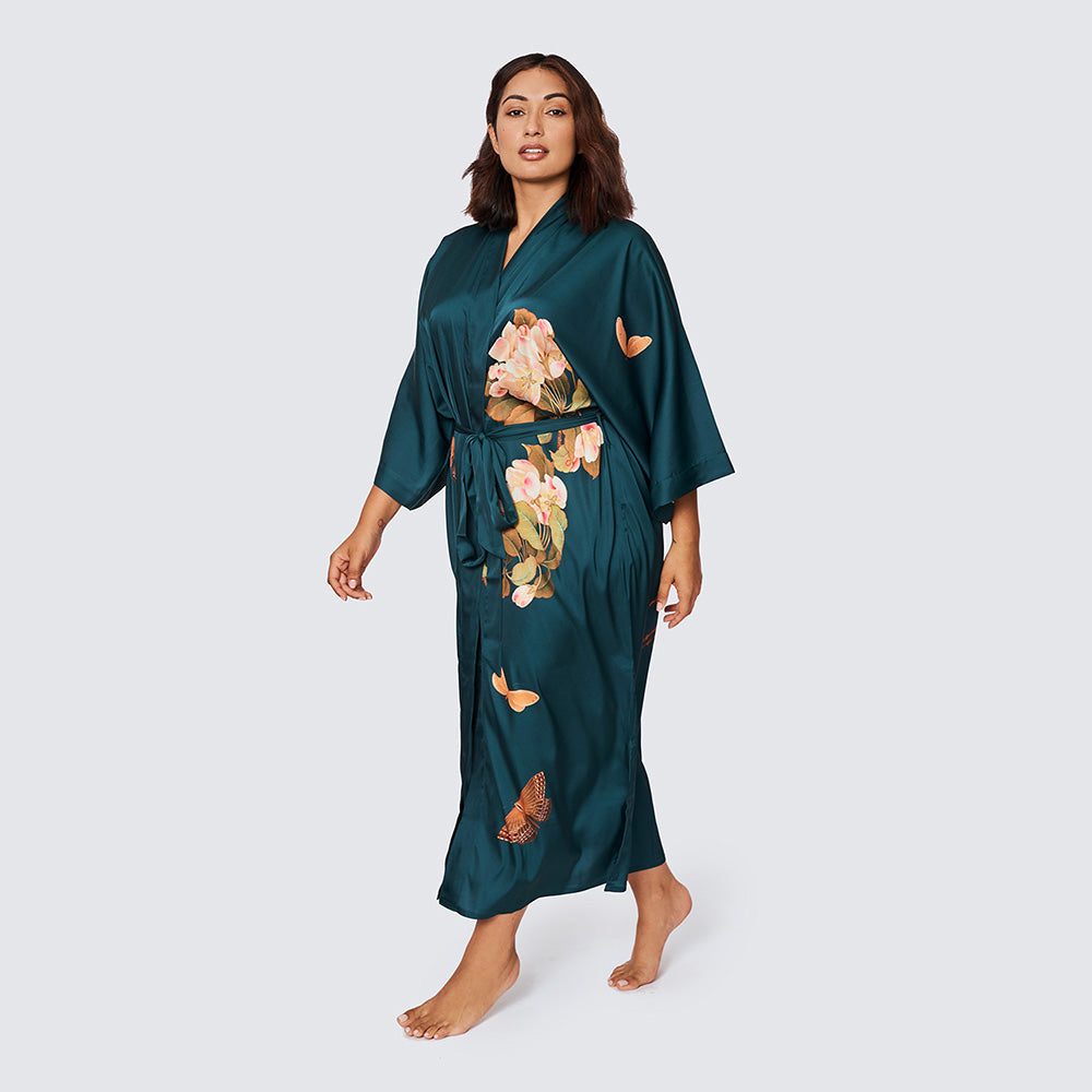 Peony & Butterfly Plus Size Floral Kimono Robe - Long – kimandono.com