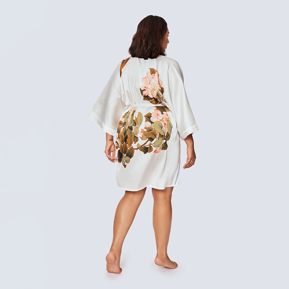 Plus Size Peony & Butterfly Kimono Robe - Short | KIM+ONO – kimandono.com