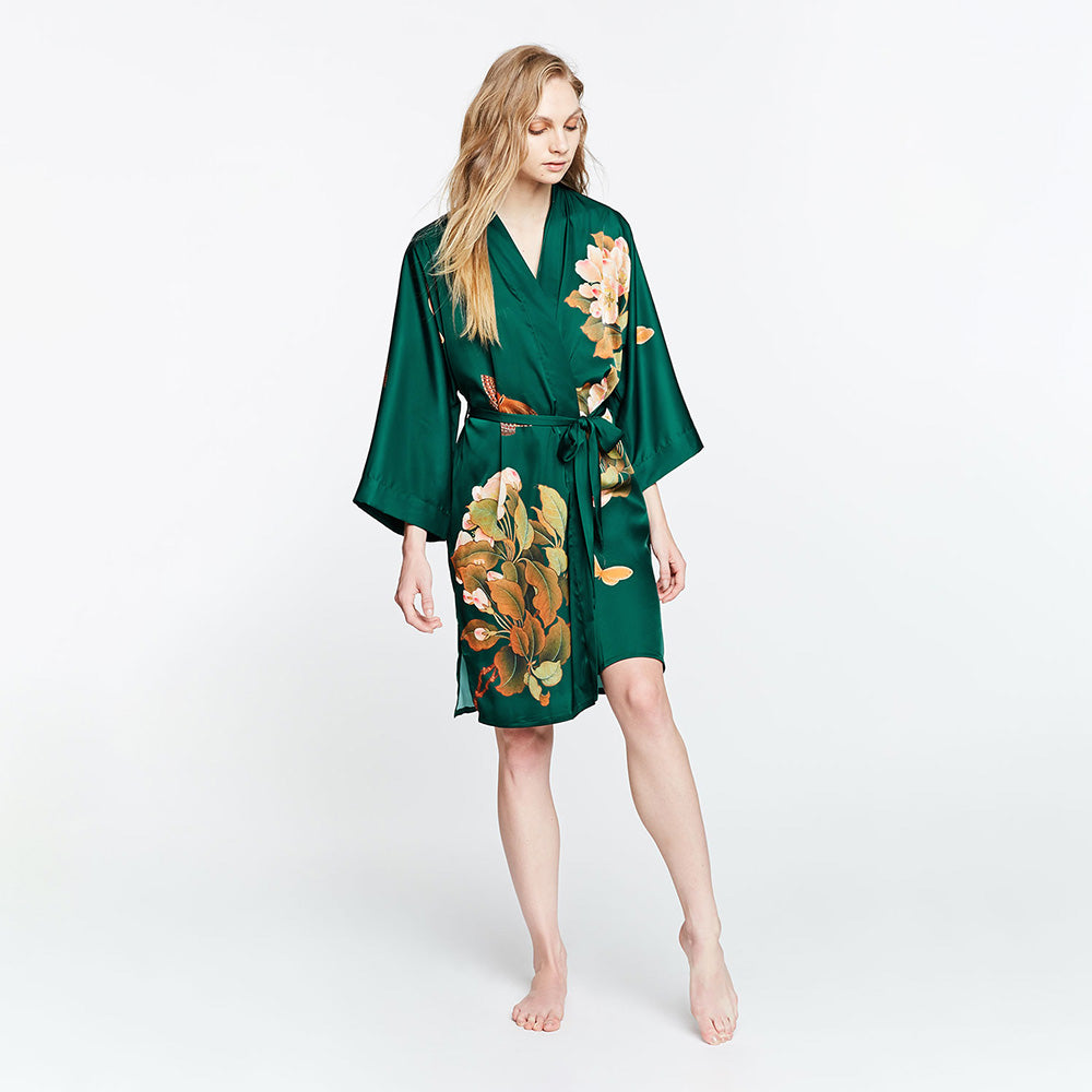 Peony & Butterfly Kimono Robe - Short | KIM+ONO – kimandono.com