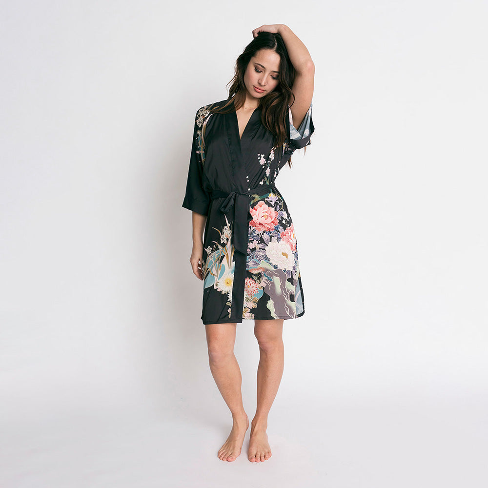 Woman's Spring Short Floral Kimono Robe | KIM+ONO – kimandono.com