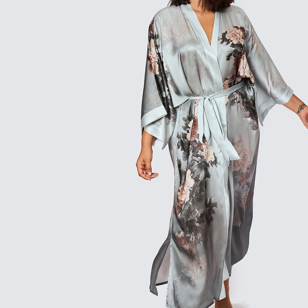 Keina Plus Size Silk Kimono Robe - Long | KIM+ONO – kimandono.com