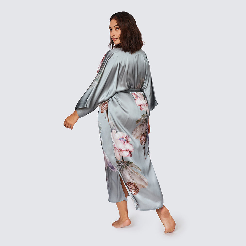 Kuren Silk Kimono Robe - Long, Plus Size | KIM+ONO