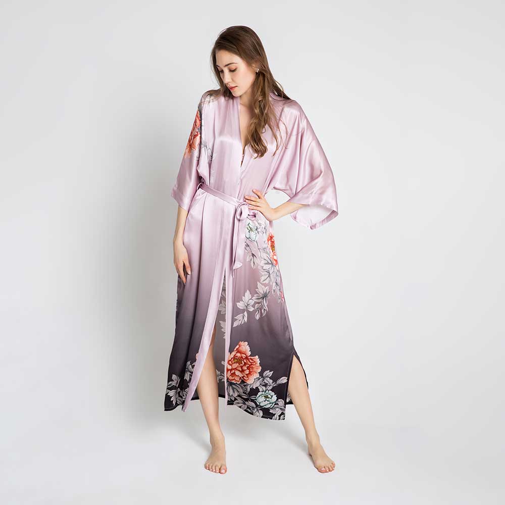 Botan Kimono | Long Silk Kimono Dressing Gown | KIM+ONO – kimandono.com