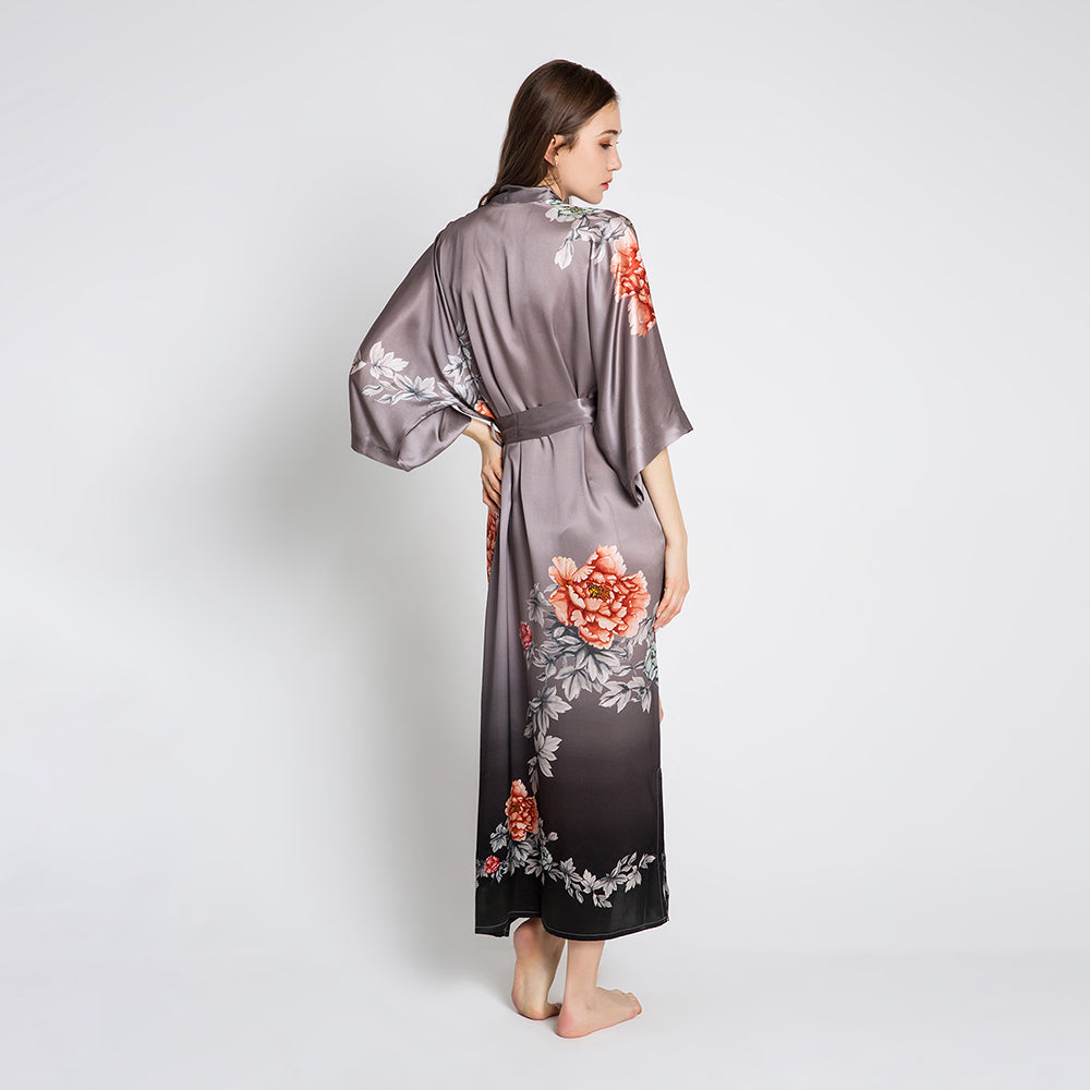Botan Kimono | Long Silk Kimono Dressing Gown | KIM+ONO – kimandono.com