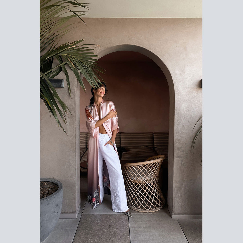 Botan Kimono | Long Silk Kimono Dressing Gown | KIM+ONO – kimandono.com