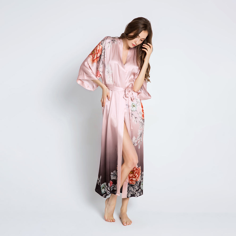 Botan Kimono | Long Silk Kimono Dressing Gown | KIM+ONO – kimandono.com