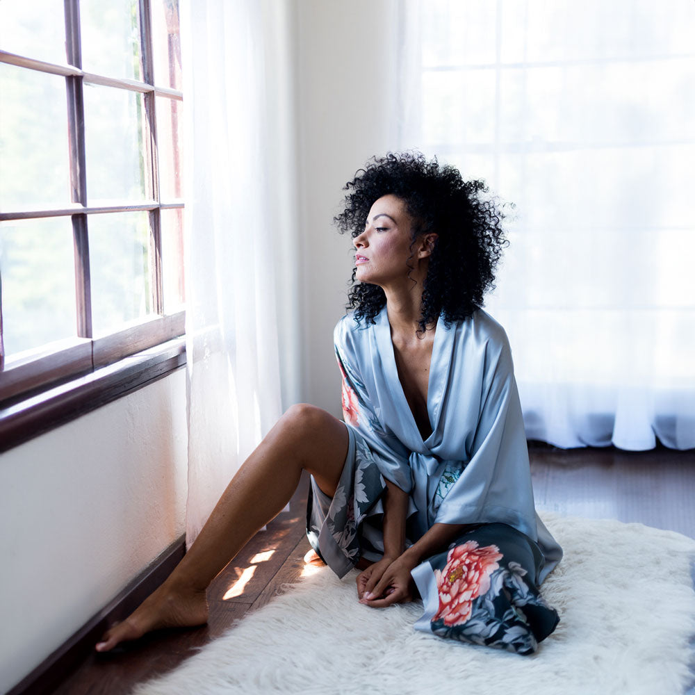 Botan Kimono | Long Silk Kimono Dressing Gown | KIM+ONO – kimandono.com