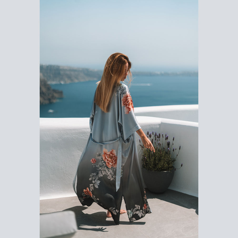Botan Kimono | Long Silk Kimono Dressing Gown | KIM+ONO – kimandono.com