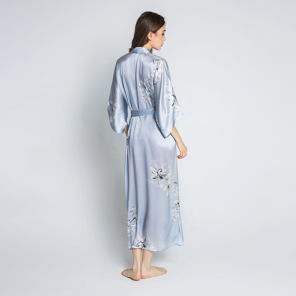Handcrafted Yuri Luxury Silk Kimono Robe - Long | KIM+ONO