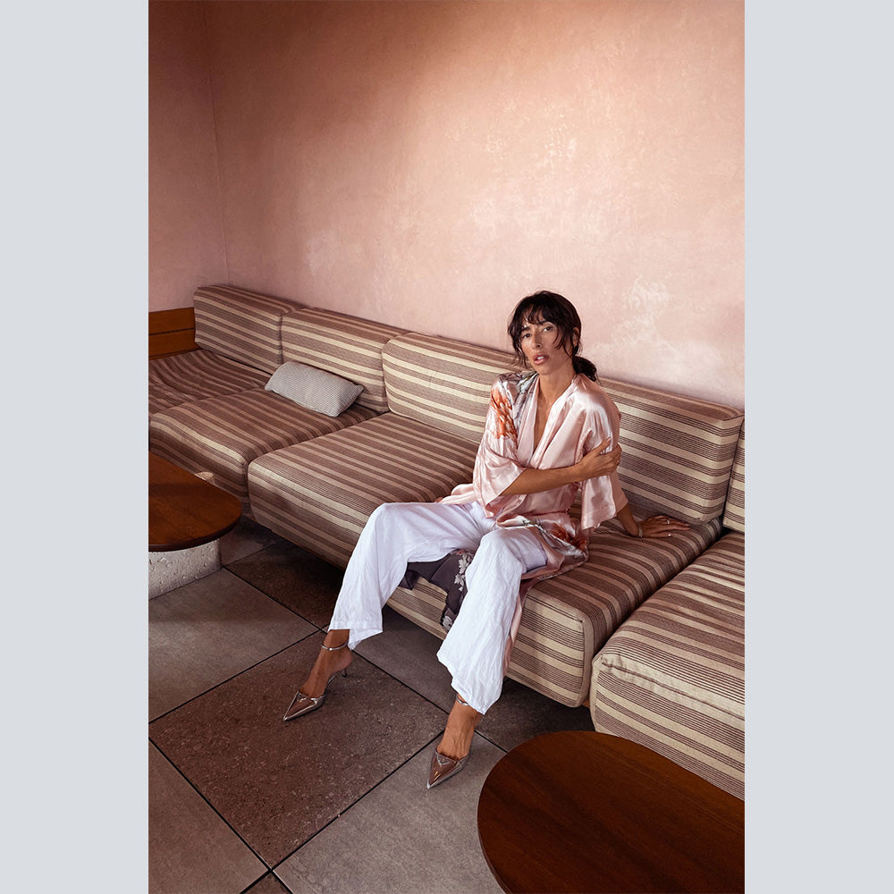 Botan Silk Short Kimono Robe | Ombre Kimono Robe – kimandono.com