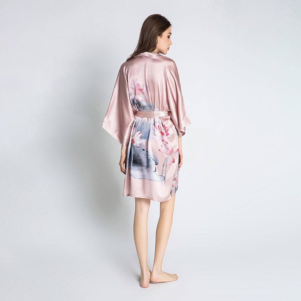 100% Silk Lotus Kimono Robe - Short | KIM+ONO – kimandono.com