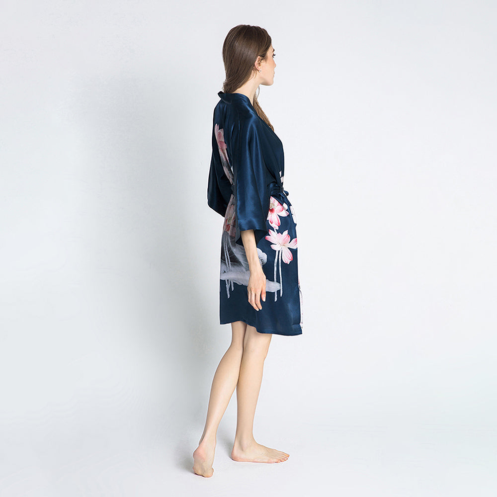 100% Silk Lotus Kimono Robe - Short | KIM+ONO – kimandono.com