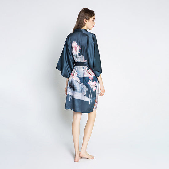 100% Silk Lotus Kimono Robe - Short | KIM+ONO – kimandono.com