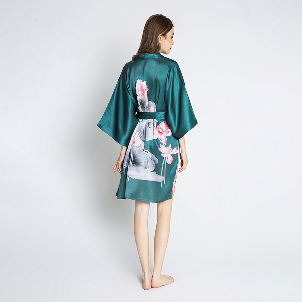 100% Silk Lotus Kimono Robe - Short | KIM+ONO – kimandono.com