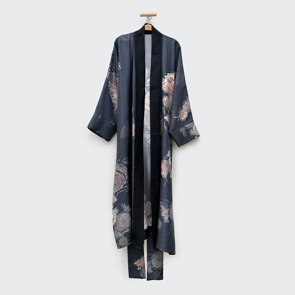 Jia Washable Silk Twill Long Lightweight Kimono Robe – kimandono.com