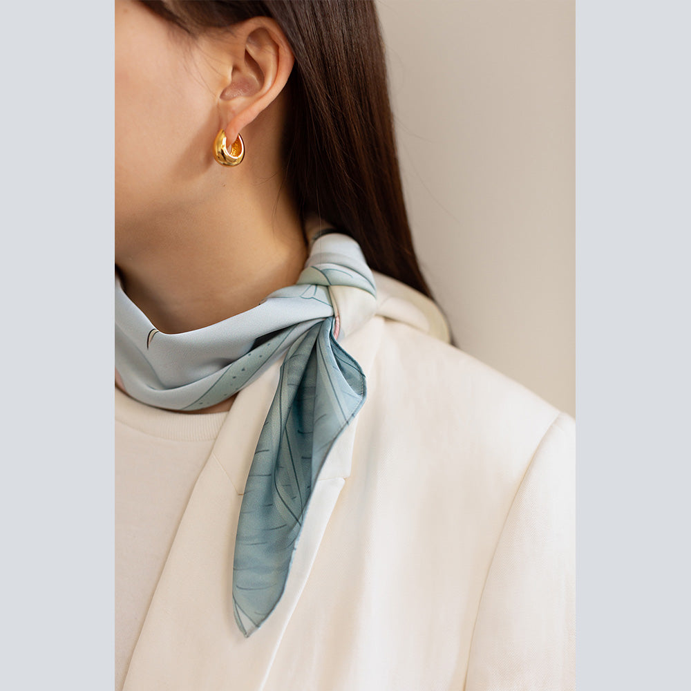 Maren Kerchief Scarf | Charmeuse Botanical Scarf | KIM+ONO – kimandono.com