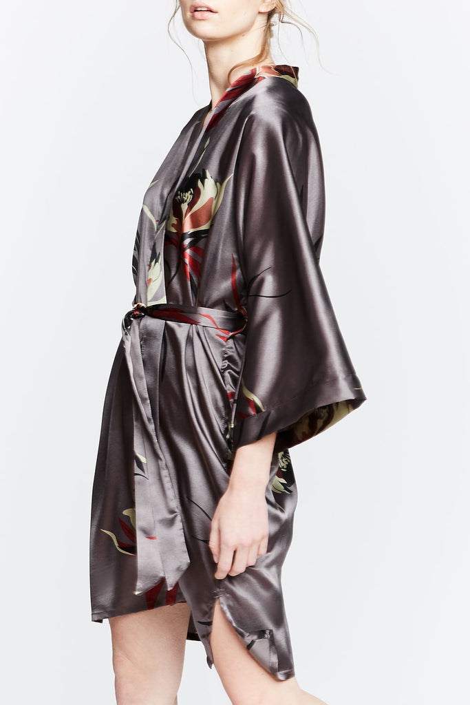 Hana Satin Kimono Robe - Short | Kimono Robe with Pockets – kimandono.com