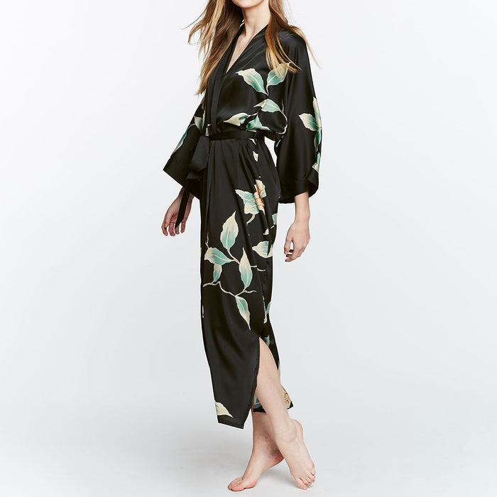 Floral Tie Waist Kimono Robe with Side Slit | KIM+ONO – kimandono.com