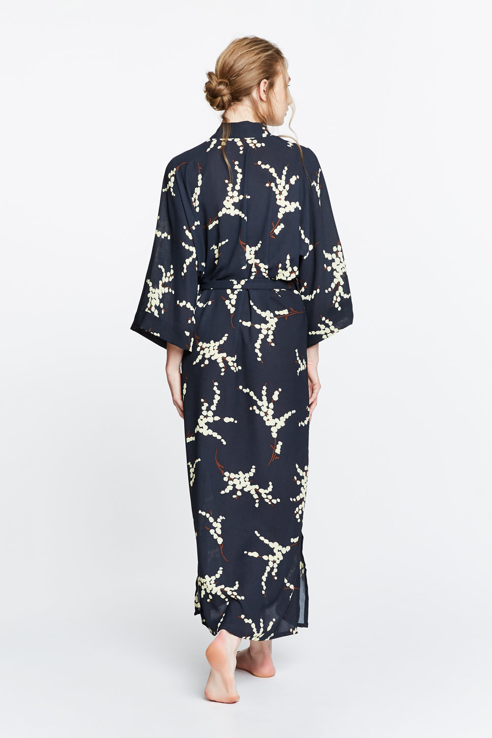 Mio Long Semi Sheer Kimono Robe - Crepe Fabric | KIM+ONO – kimandono.com