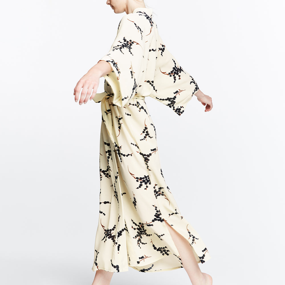 Mio Long Semi Sheer Kimono Robe - Crepe Fabric | KIM+ONO – kimandono.com
