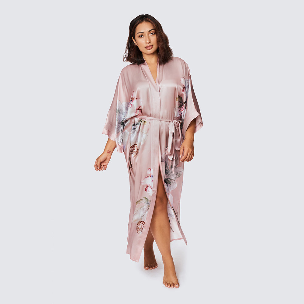 Kuren Silk Kimono Robe - Long, Plus Size | KIM+ONO