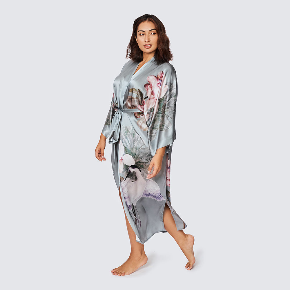 Kuren Silk Kimono Robe - Long, Plus Size | KIM+ONO