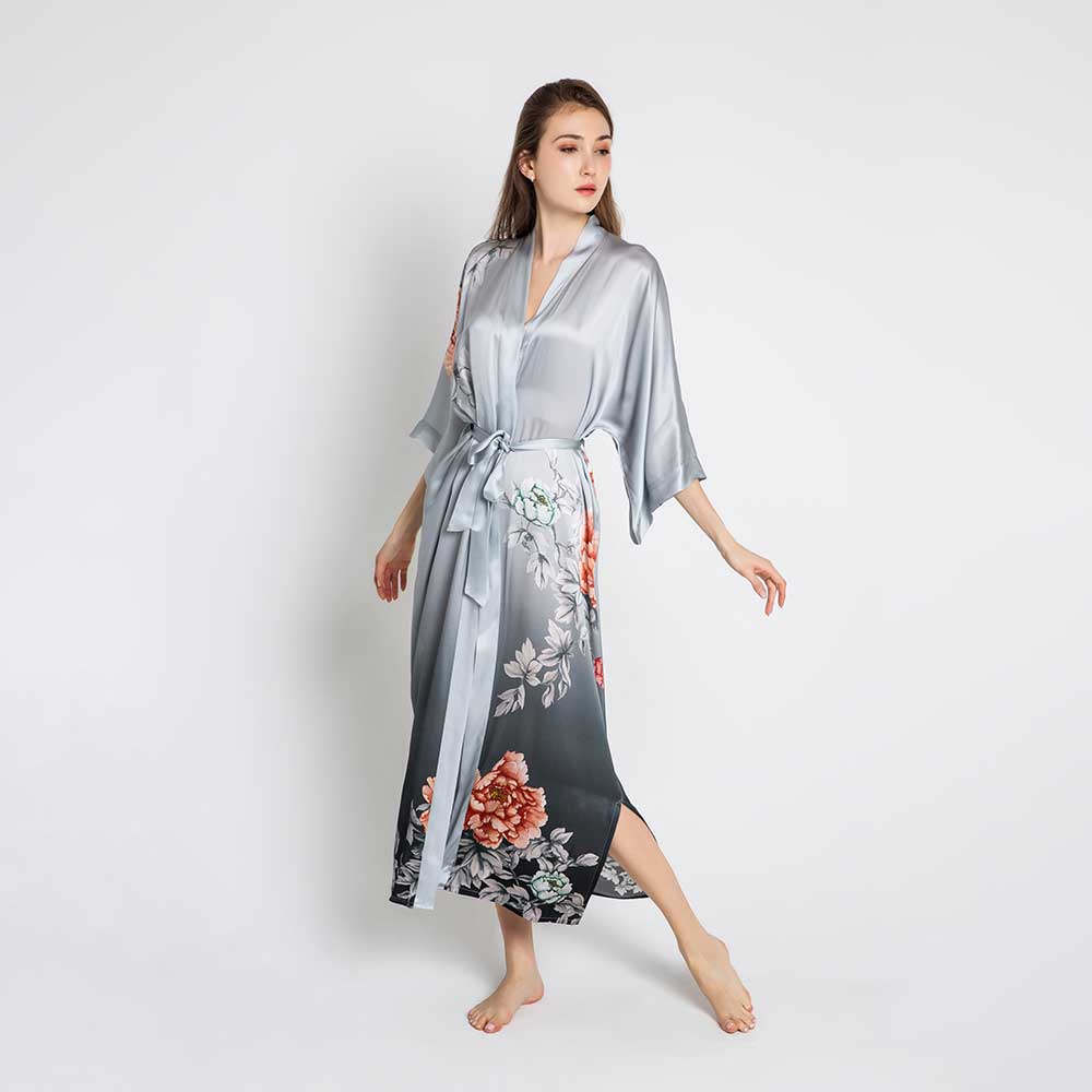 Botan Kimono | Long Silk Kimono Dressing Gown | KIM+ONO – kimandono.com