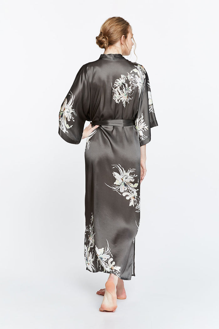 Handcrafted Yuri Luxury Silk Kimono Robe - Long | KIM+ONO